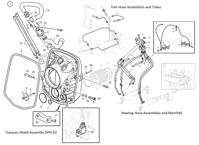Volvo Penta Transom Shield Assembly DPH-D1 Part No: 22475776 Clearance ...